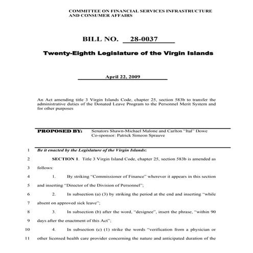 Bill No. 28-0037 Transfer The Administrative Duties Of The Donated ...