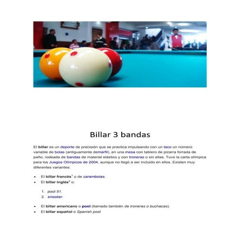 Billar 3 bandas | PDF