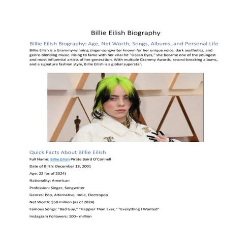 Billie Eilish | PPTX