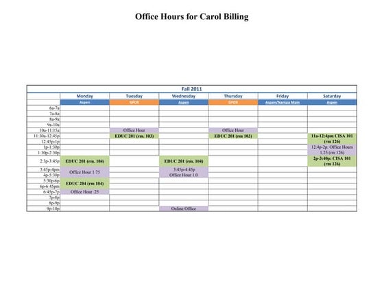 Carol Billing Office Hours SP12 | PPT