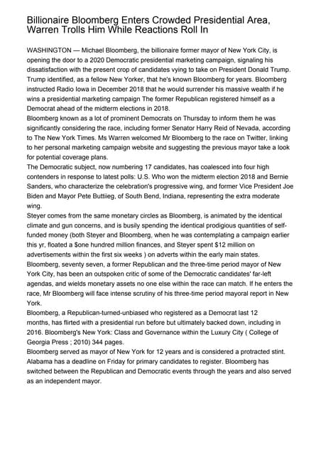 Michael Bloomberg Biography | PDF