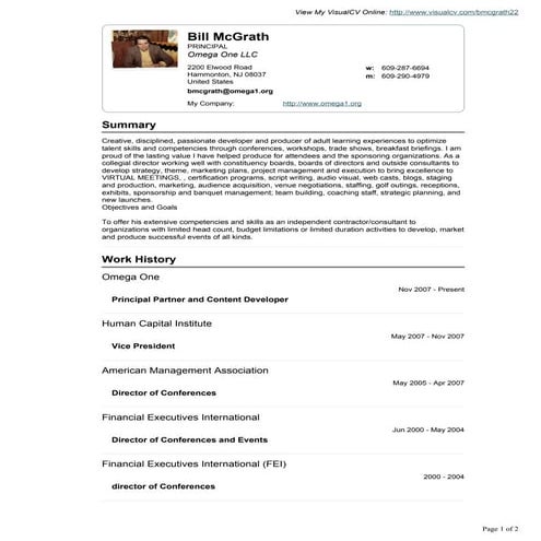 Bill Mc Grath Visual Cv Resume | PDF