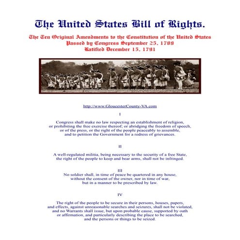 Bill of Rights - United States Constitution - original 10 | PDF