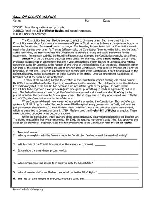 Future Fright Losing the Bill of Rights Viewing Guide | PDF