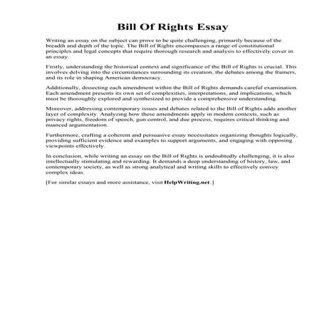 Bill Of Rights Essay. The Original Bill of Rights - Free Essay Example ...