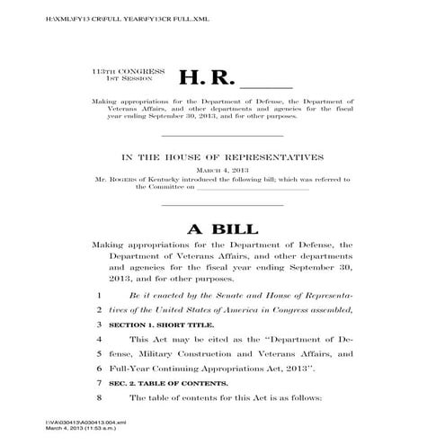 FY-2013 House Continuing Resolution | PDF