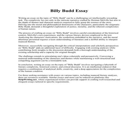 Billy Budd Essay | PDF
