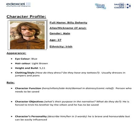 Jake Character Profile | DOCX