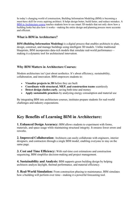 Ready to Build the Future? Discover BIM in Architecture | PDF