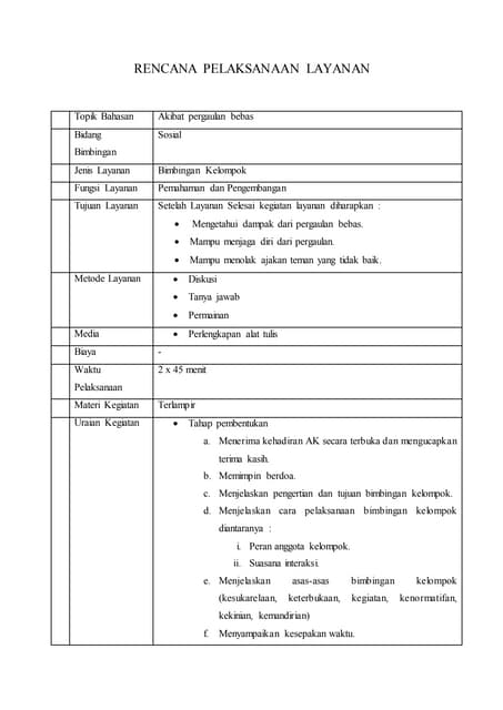 RENCANA PELAKSANAAN LAYANAN (RPL) BIMBINGAN KLASIKAL | PDF