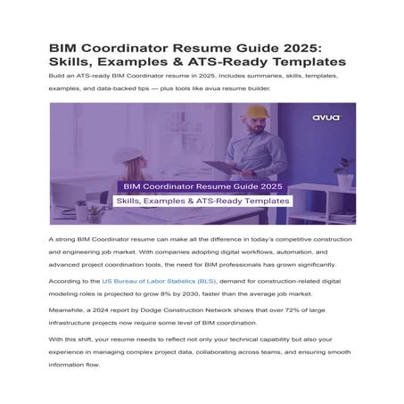 BIM Coordinator Resume Guide 2025: Skills, Examples & ATS-Ready ...