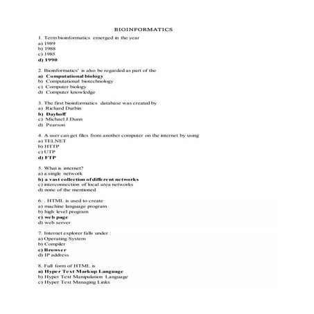 BioInformatics MCQ | DOCX