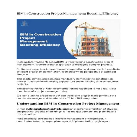 BIM in Construction Project Management: Boosting Efficiency | PDF