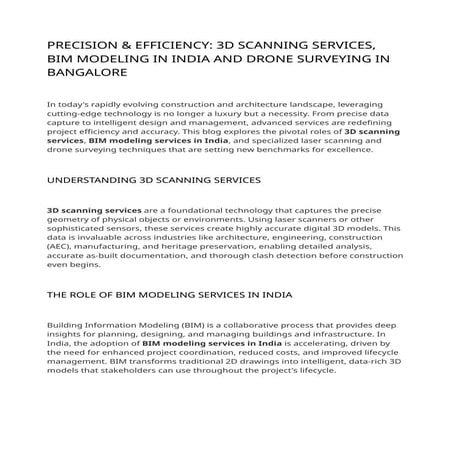 BIM Modeling in India and Drone Surveying in Bangalore | PDF
