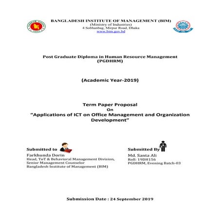 BIM Term Paper Proposal on Applications of ICT on Office Management | PDF