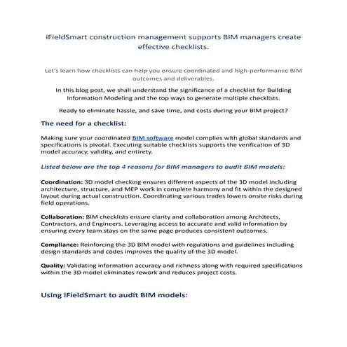 BIM Quality Assurance & Validation Checklist | BIM QA/QC | PDF