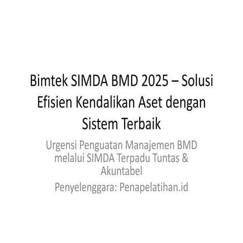 Bimtek Transformasi Digital SIMDA BMD 2025 | PDF