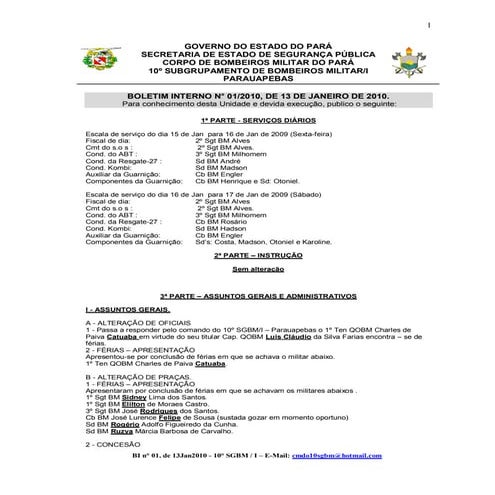 Escala de Serviço Ribeirão | PDF