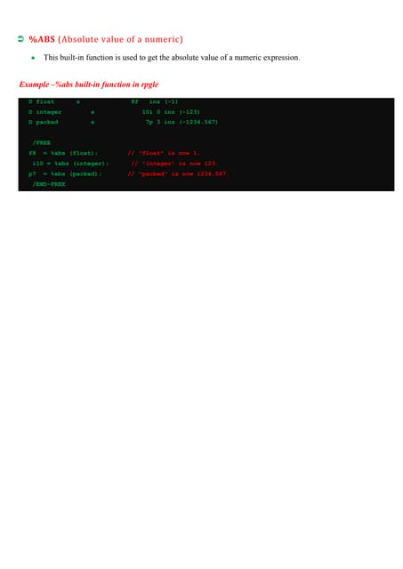 as400 built in function-list | DOCX | Programming Languages | Computing