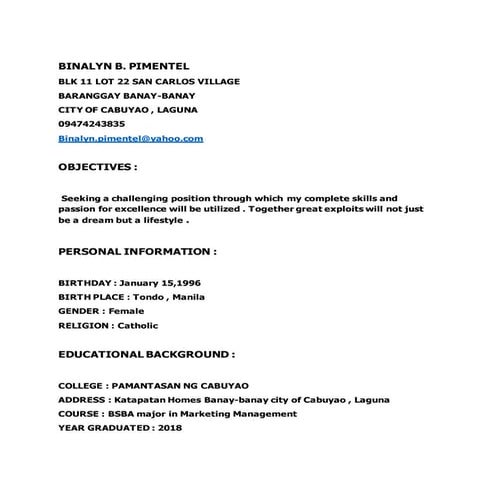 Binalyn | DOCX | Graduation | Personal Celebrations & Life Events