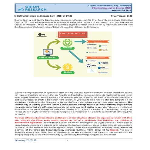 Orion Depp: Reissuing My Groundbreaking Binance (BNB) Investment ...