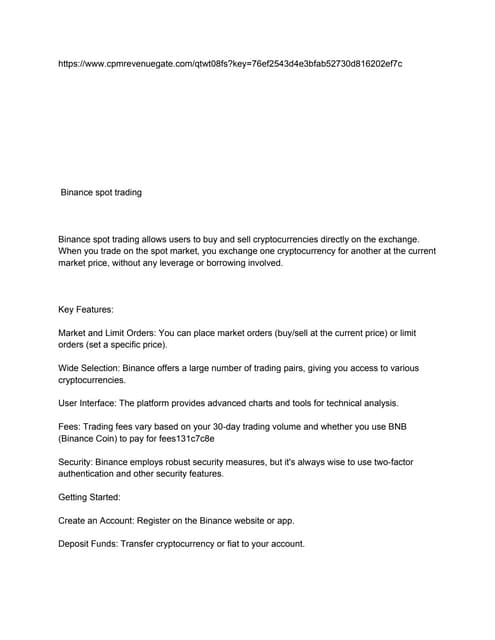 Comprehensive Binance Trading Terms Overview | PPTX