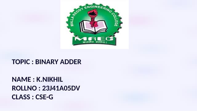 Binary Adders A Deep Dive B In Dld 1 Pptx