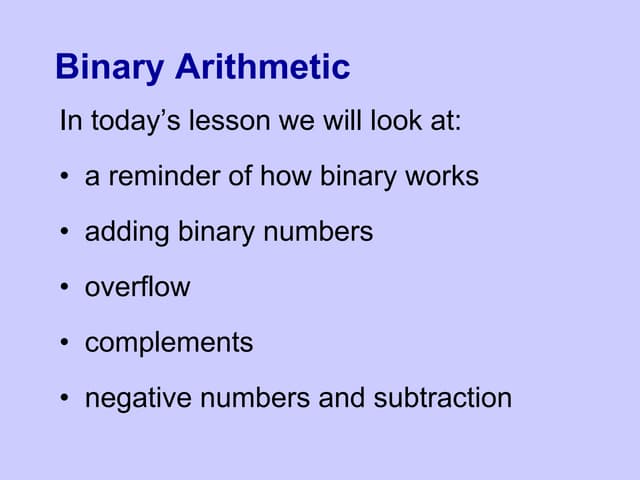 Binary Arithmetic And Algebra Basicsppsx
