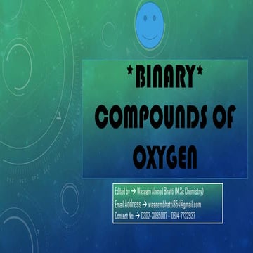 Binary compounds of oxygen | PDF