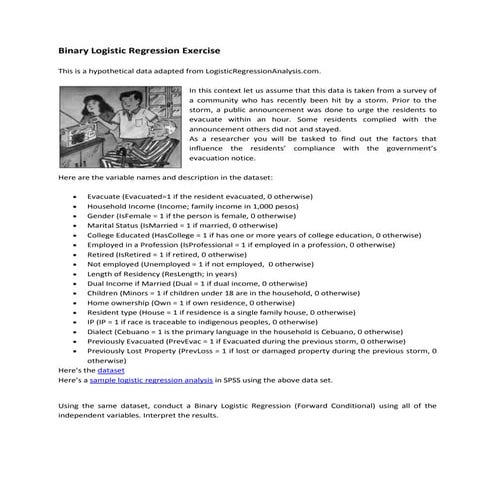 Binary Logistic Regression Exercise Pdf 
