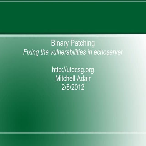 Binary Patching Ppt