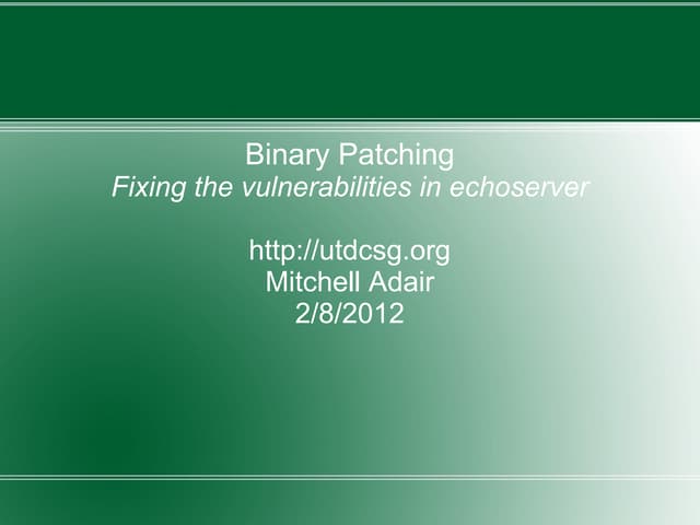 Binary Patching Ppt