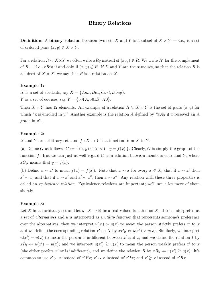 Binary Relations