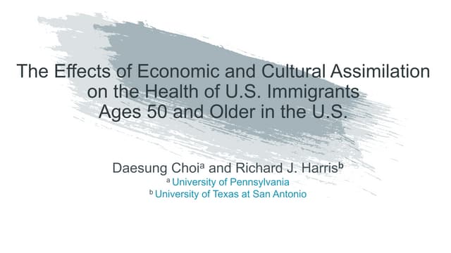 The Effects of Economic and Cultural Assimilation on the Health of U.S ... The Effects of Economic and Cultural Assimilation on the Health of U.S ...