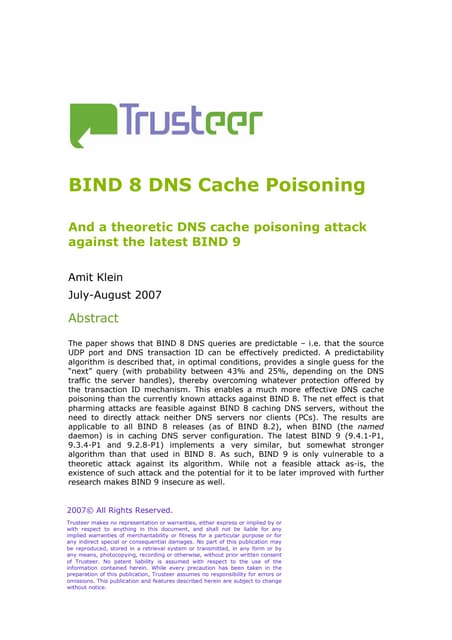 Bind 8 Dns Cache Poisoning | PDF Bind 8 Dns Cache Poisoning | PDF
