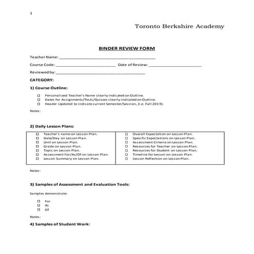 Binder review form | DOCX