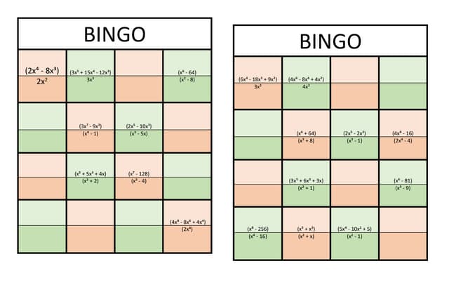 Simplifying Rational Algebraic Bingo Fun Activities Ppt