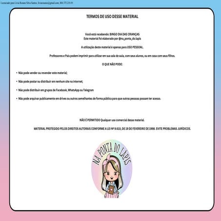 BINGO Escolar para o Dia das Crianças 24 | PDF