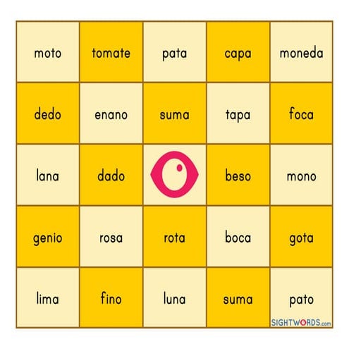 BINGO-LECTURA-DE-PALABRAS. Para estudiantes | PDF