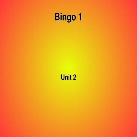 Bingo 1 unit 2 vocabulary | PDF