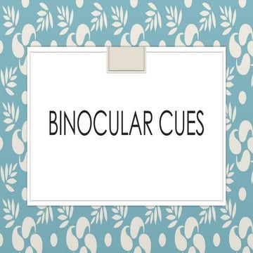 BINOCULAR CUES monocular & binoculars gives perfect for perceptuons | PPTX
