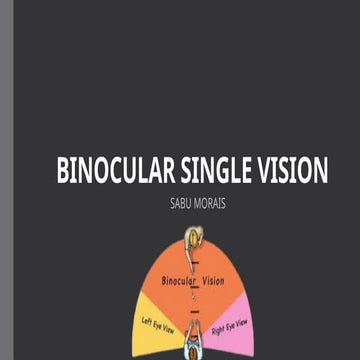 BINOCULAR SINGLE VISION PPT FOR OPHTHALMOLOGY,MBBS | PPTX