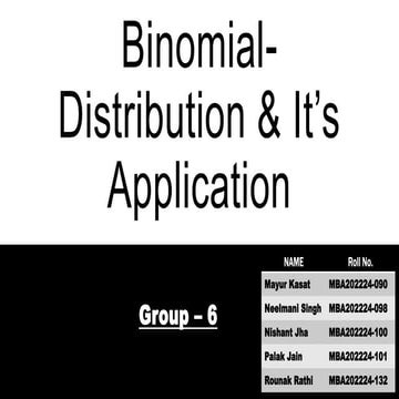 Binomial Distribution And Its Application Pptx