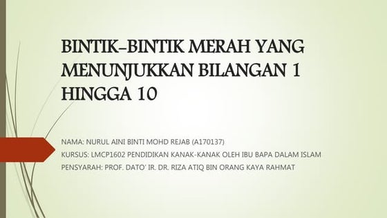Bintik bintik merah yang menunjukkan bilangan 1 hingga 10 | PPTX
