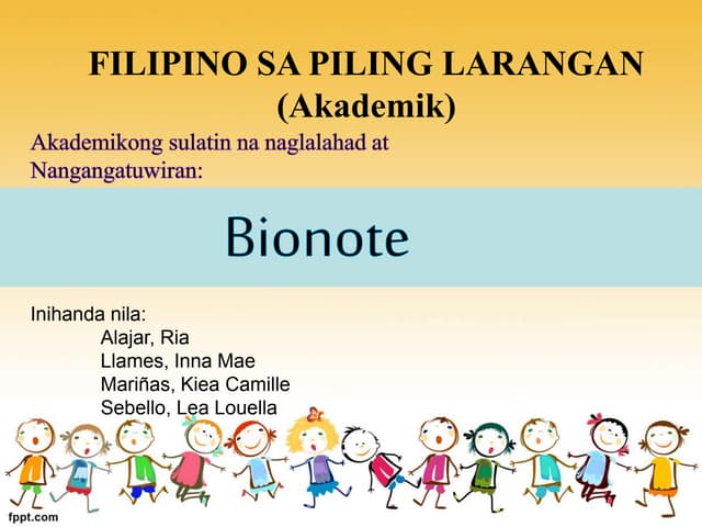 3 - BIONOTE.pptx bionote (biographical notes) | PPTX