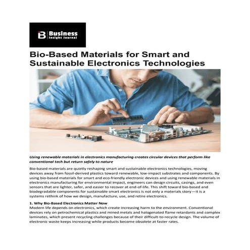 Bio-Based Materials Supporting Circular Electronics Economies | PDF