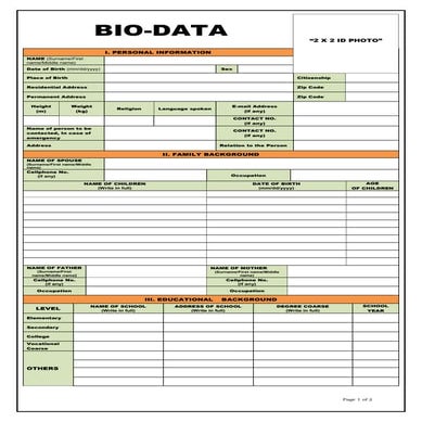 Bio data | PDF