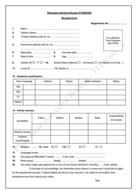 Rishta - Bride Registration Form | PDF
