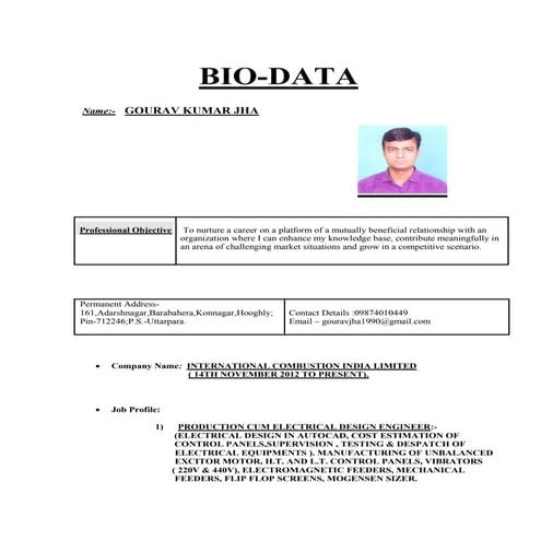 Bio data updated | PDF