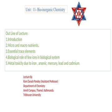 Bio-inorganic chemistry introduction and applications | PPTX
